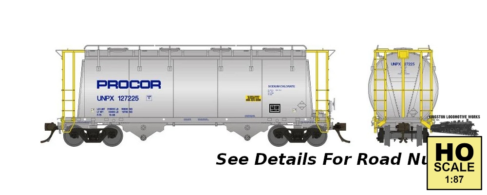 Rapido 172003-3 HO 3000cuft Aluminum Hopper - Procor w/Handrail & Wordmark #UNPX 127252 For Sale ...