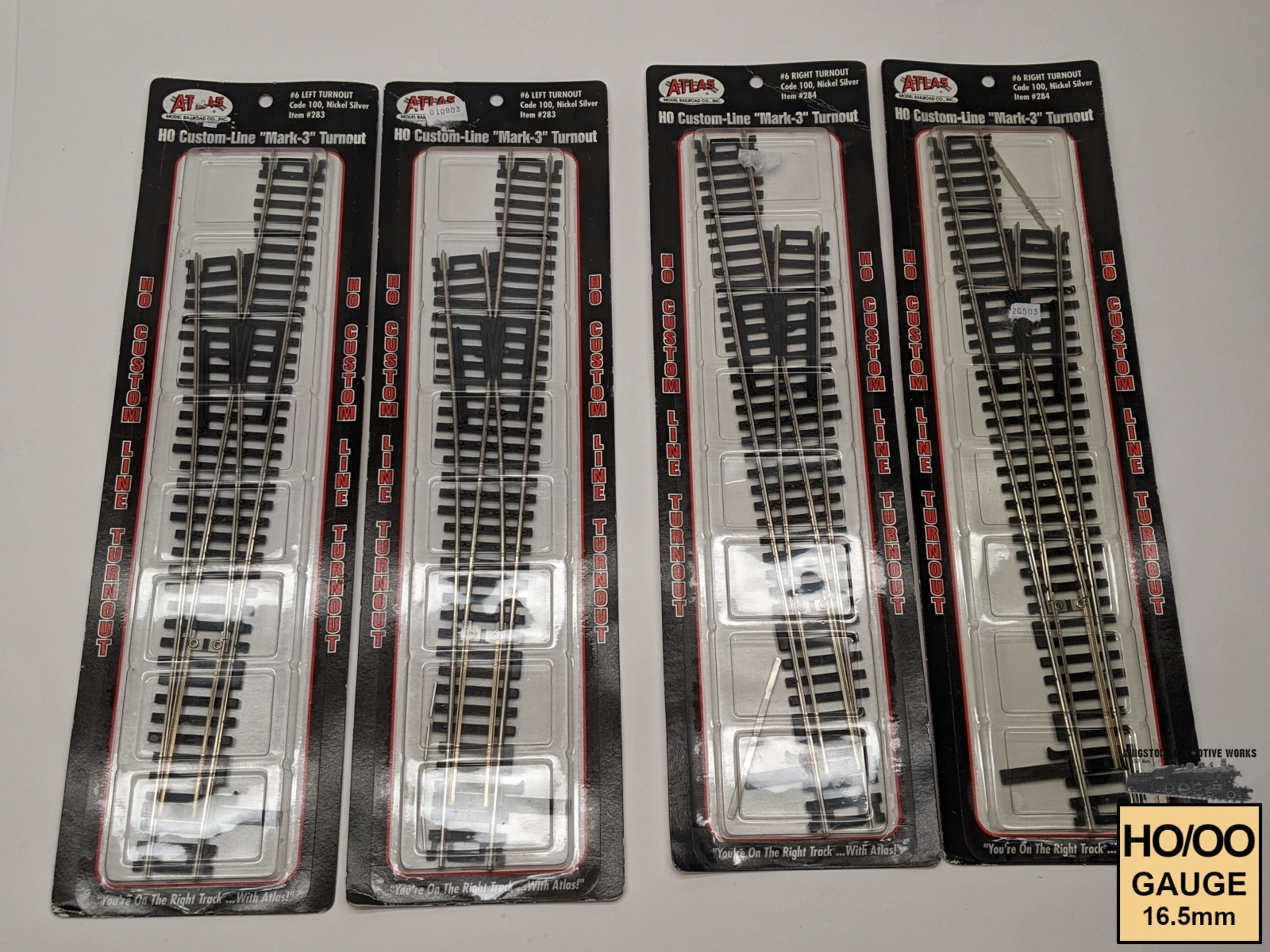 (Lot of 4) Atlas HO Code 100 #6 Custom-Line Turnouts (2x LH, 2x RH ...