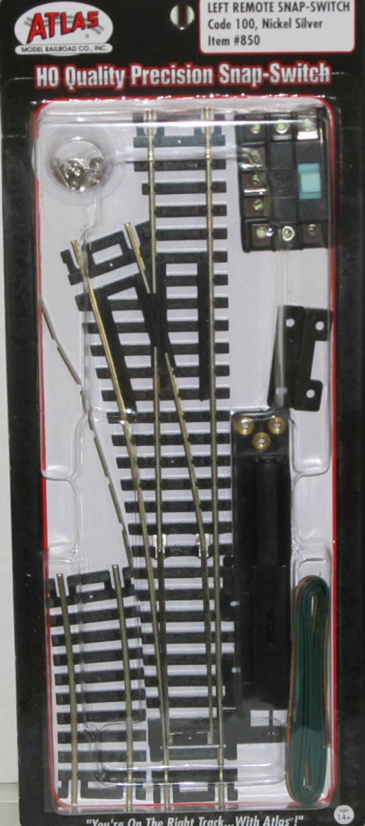 Atlas 850 HO Code 100 Nickel Silver LH Left Hand Remote/Powered Turnout ...