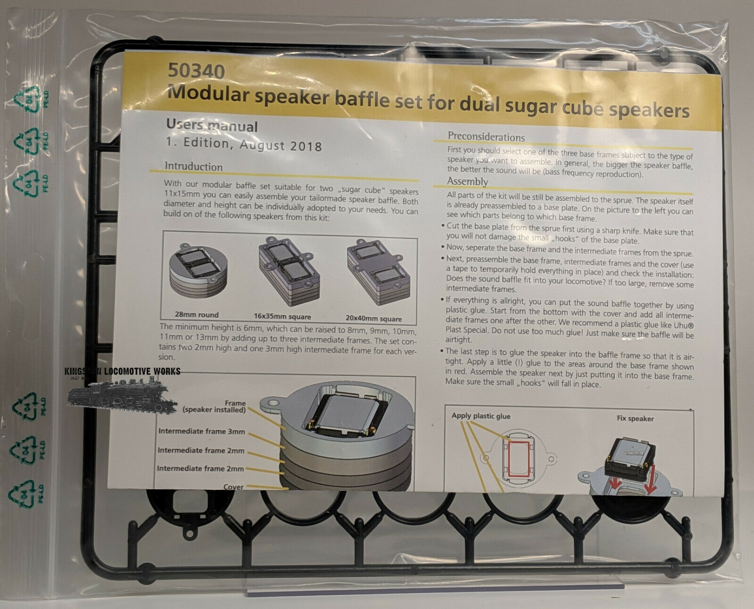 ESU 50340 Dual 11x15mm Sugar Cube 8Ohm Speakers & Modular Sound Capsule ...